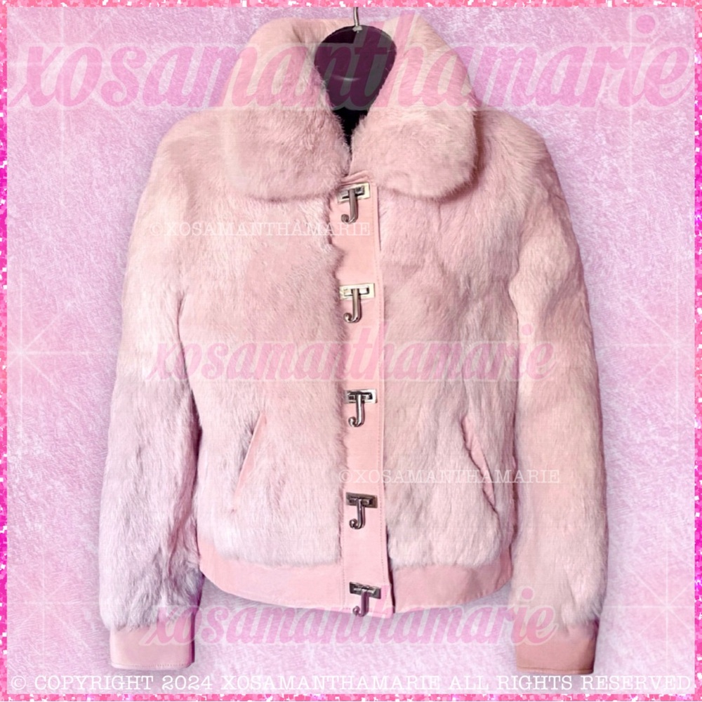 Juicy Couture Pink Rabbit Fur Jacket - Gem